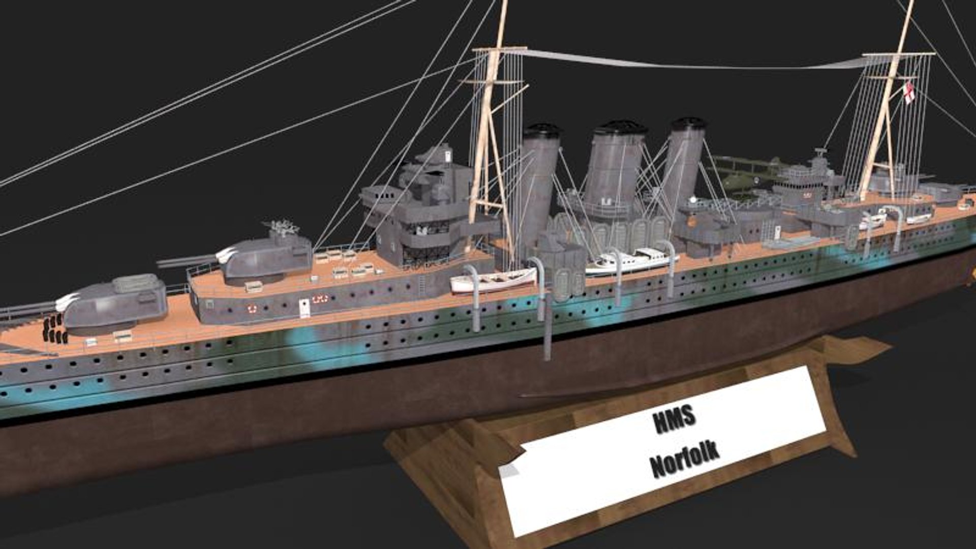 3D Model Hms Norfolk Heavy Cruiser - TurboSquid 1670519