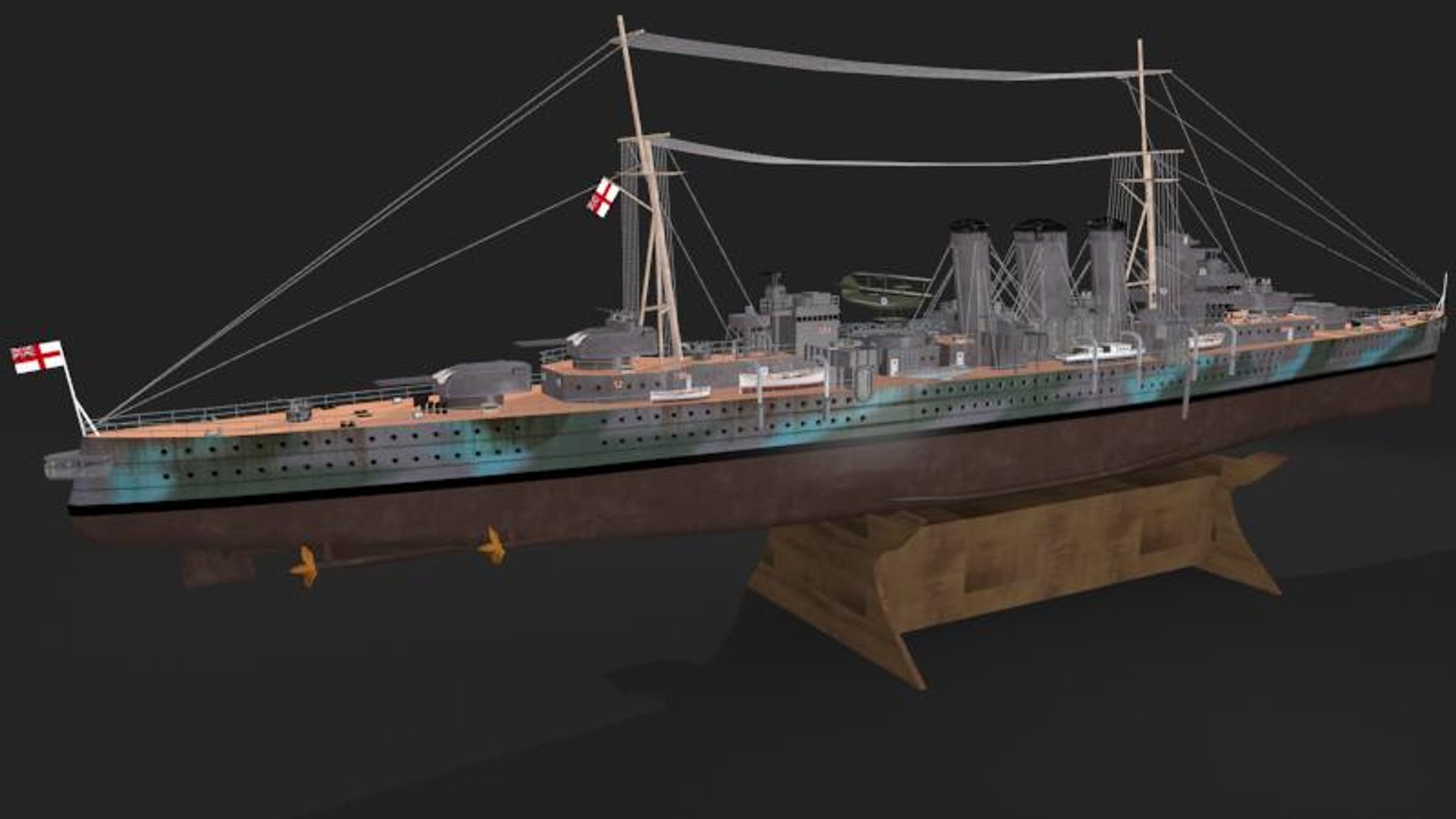 3D Model Hms Norfolk Heavy Cruiser - TurboSquid 1670519