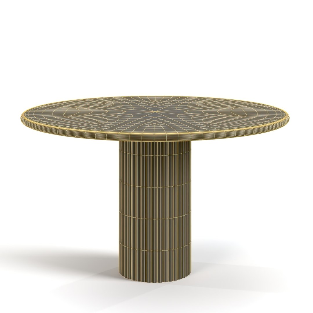 3D Cava Fluted Round Beige Travertine Dining Table - TurboSquid 2235266