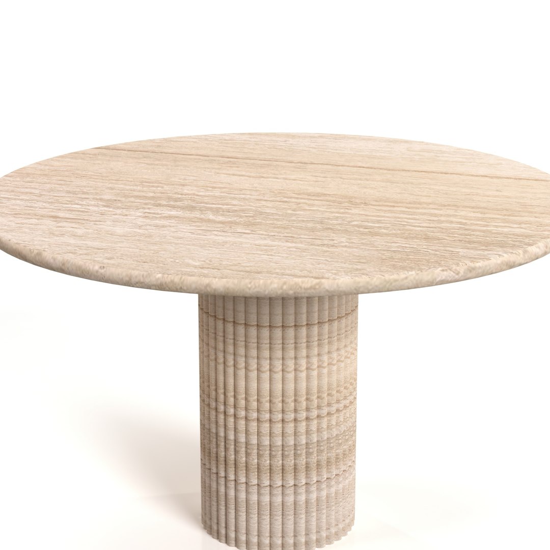 3D Cava Fluted Round Beige Travertine Dining Table - TurboSquid 2235266
