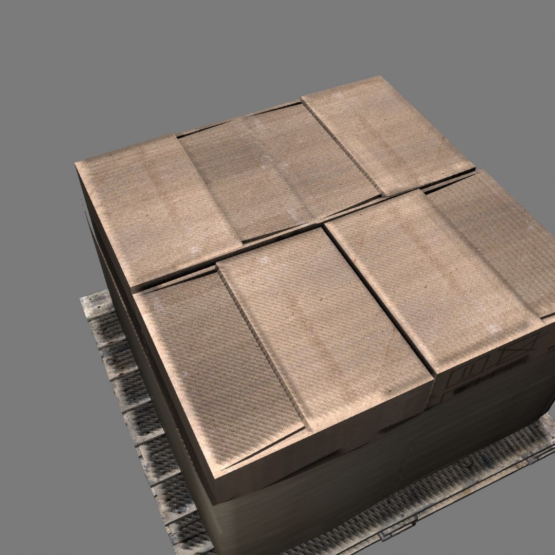 cardboard box pile crate 3d model