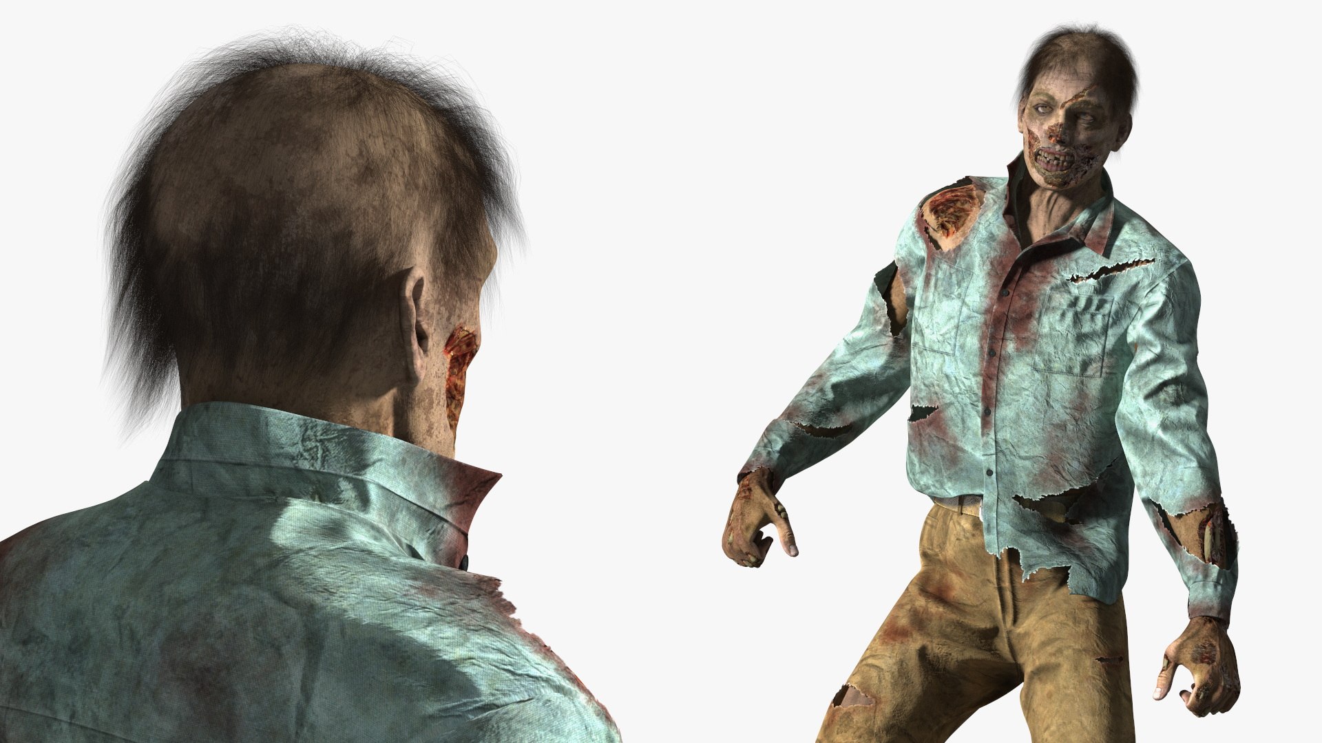 3D Zombie Male Figure Fur Rigged - TurboSquid 2381602