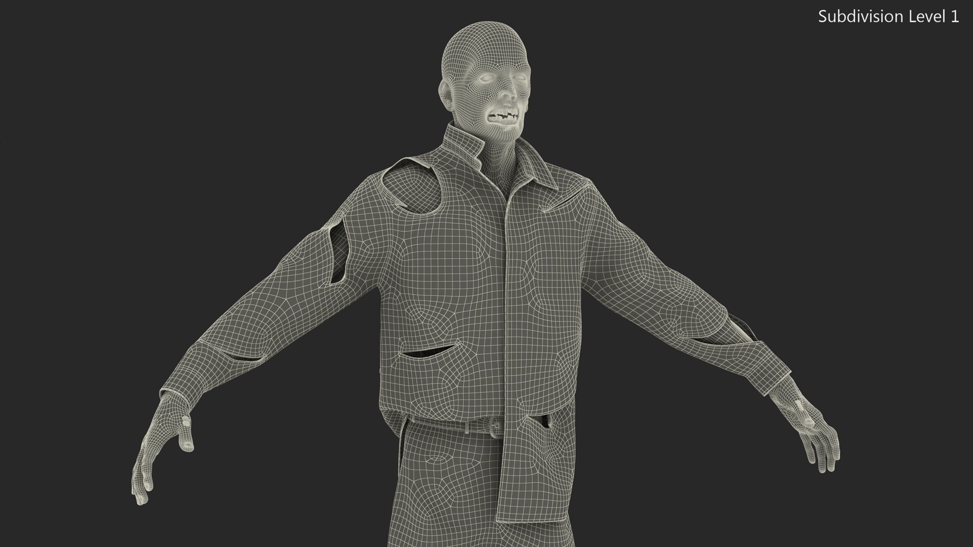 3D Zombie Male Figure Fur Rigged - TurboSquid 2381602