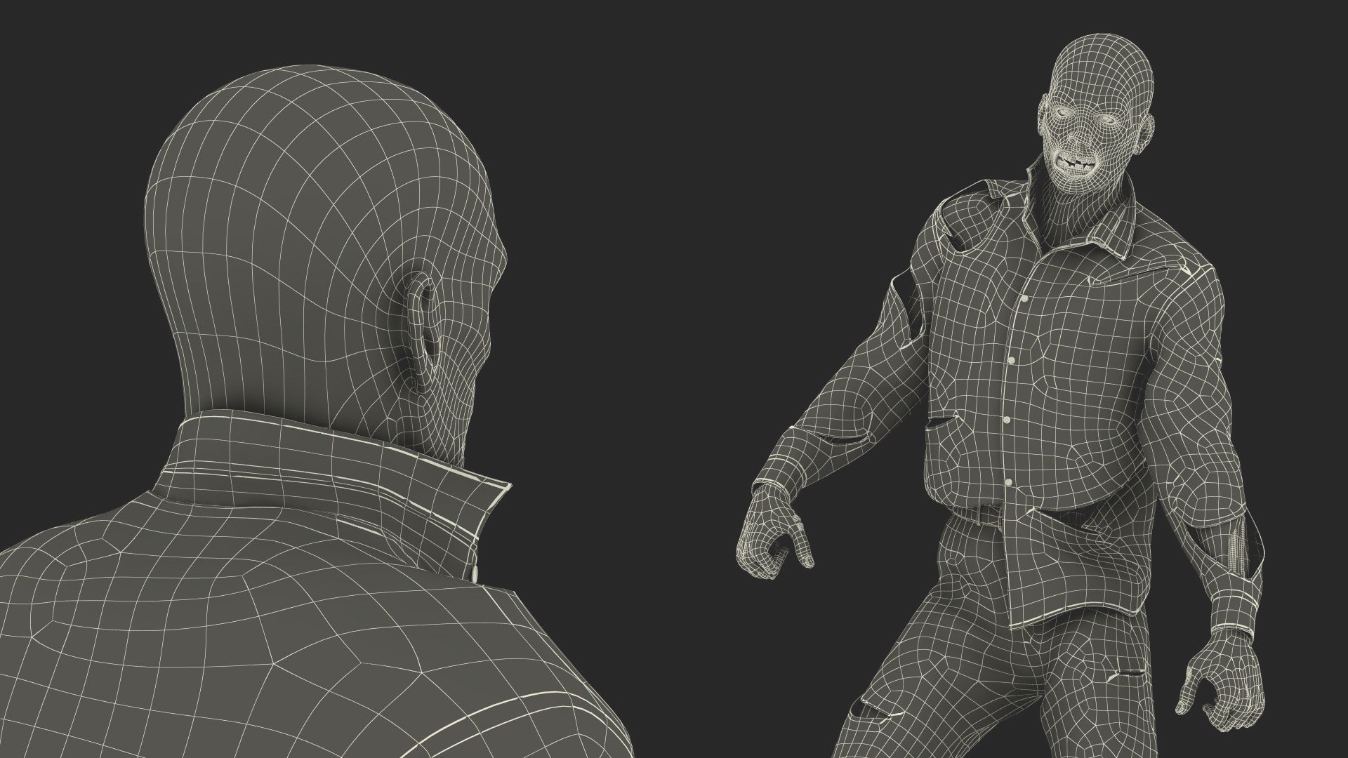 3D Zombie Male Figure Fur Rigged - TurboSquid 2381602