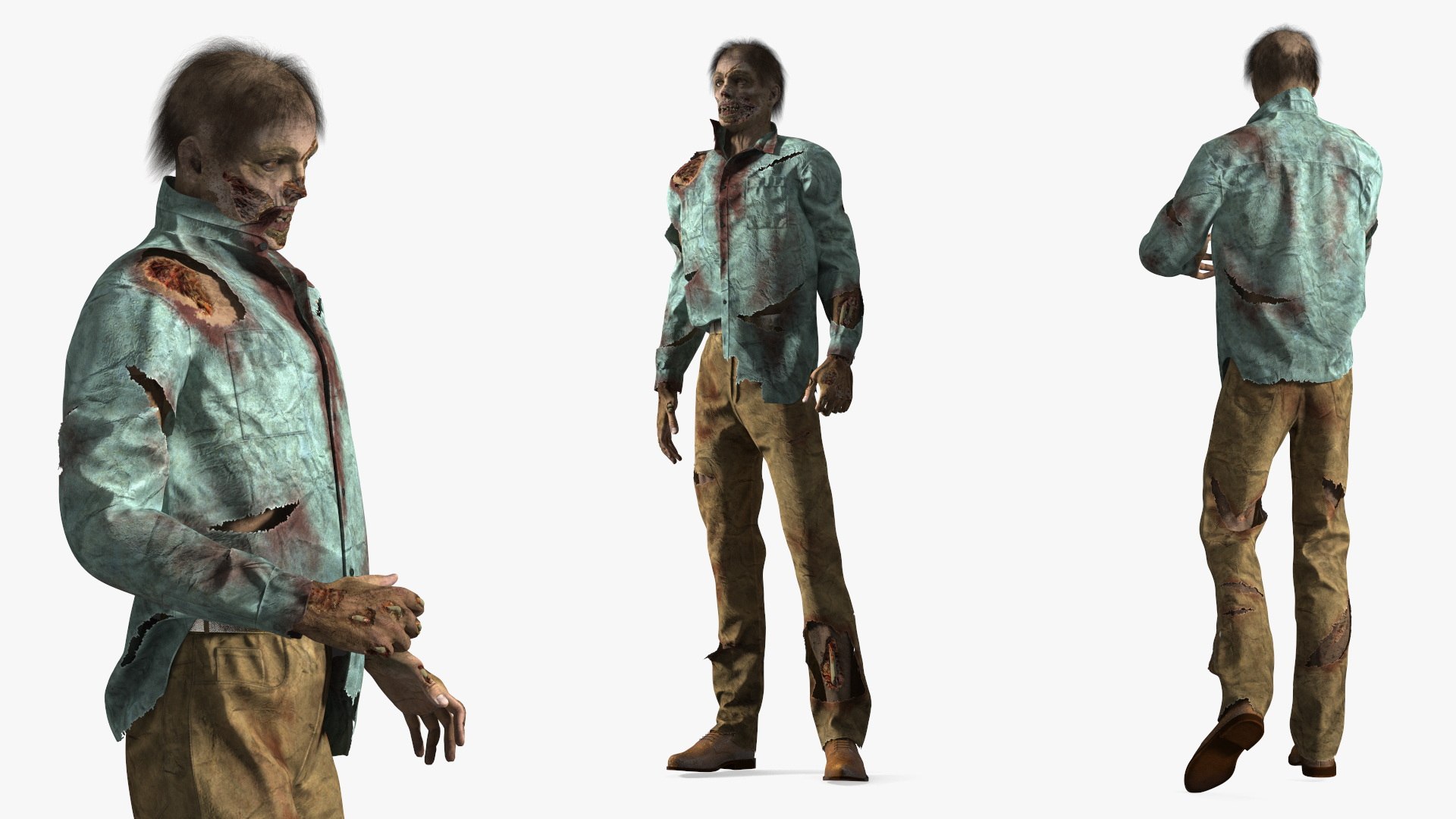 3D Zombie Male Figure Fur Rigged - TurboSquid 2381602