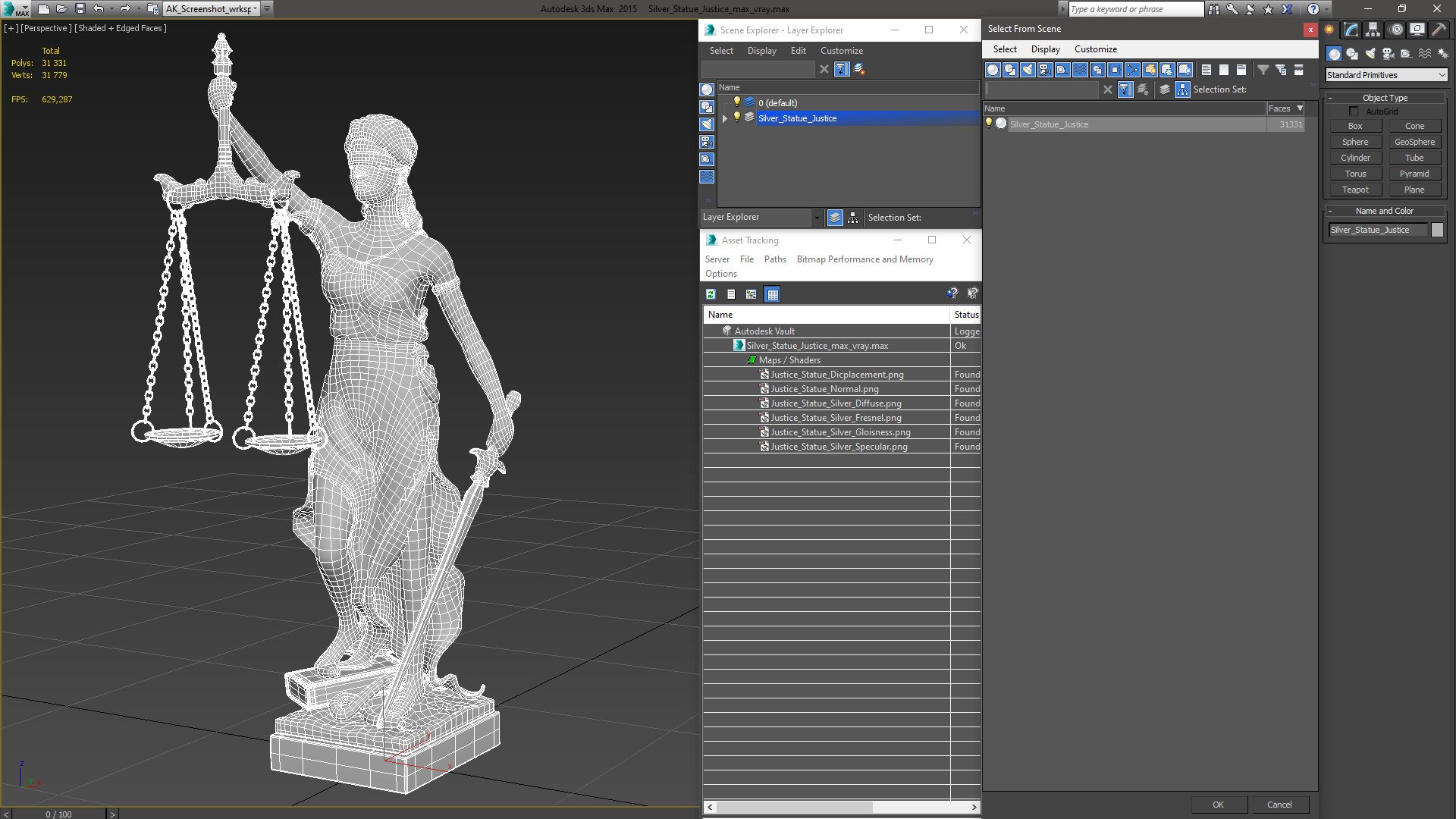 Silver Statue Justice 3D Model - TurboSquid 1974431