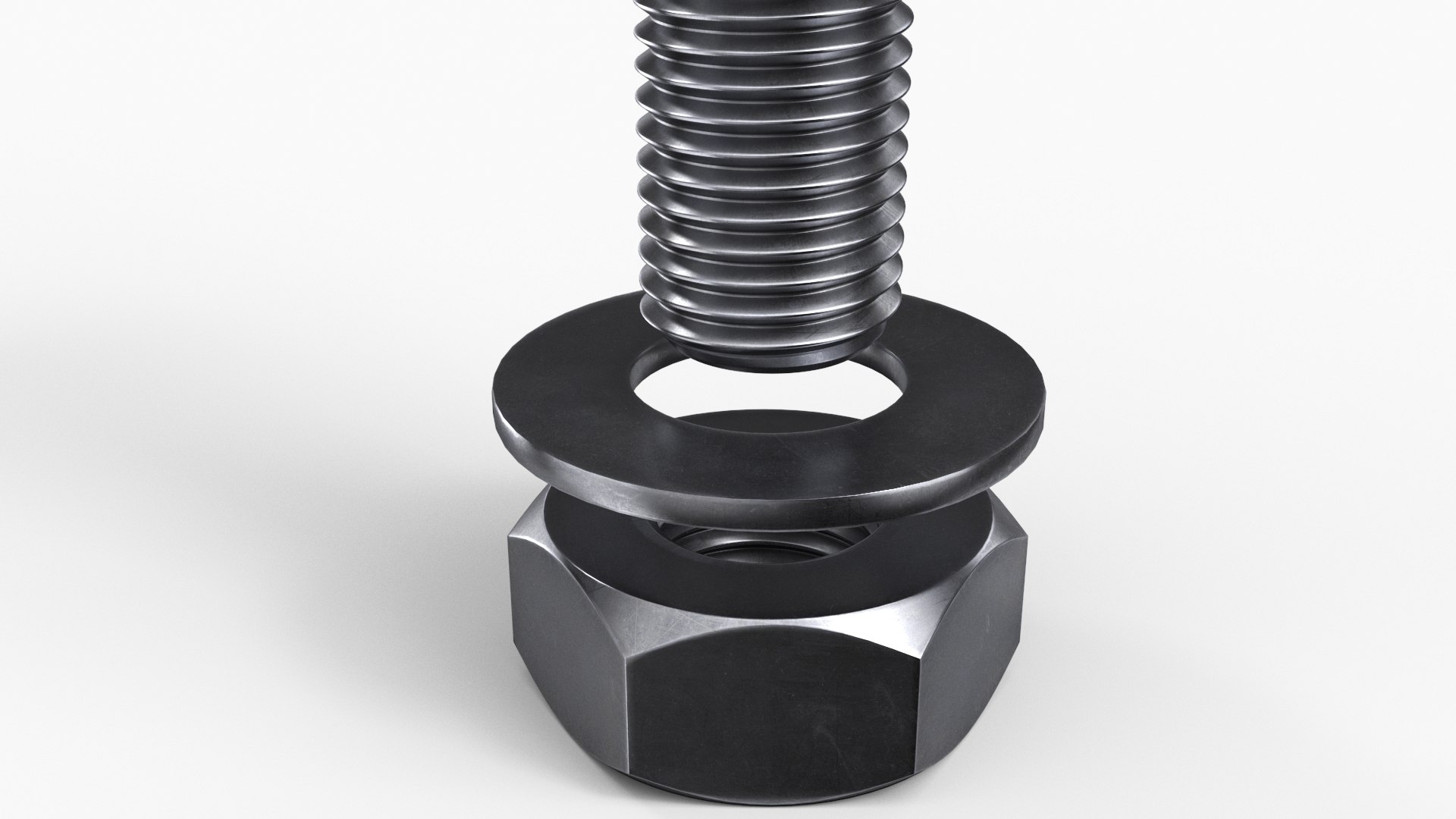 Steel Hex Bolt Nut Washer - Set 3D model - TurboSquid 2115498