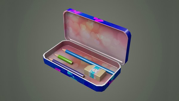 3D Pencil Case Colored School Child case metal model - TurboSquid 1902467