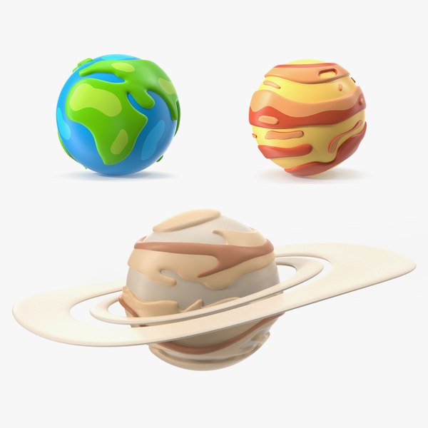 3d model cartoon planets toon