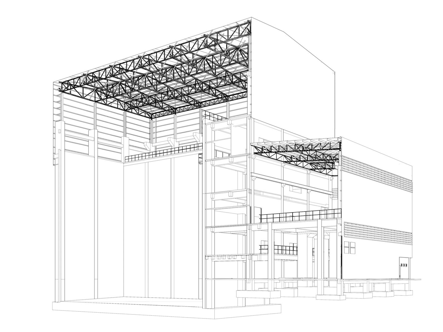 Industrial Building In Section Cut Model - TurboSquid 2389555