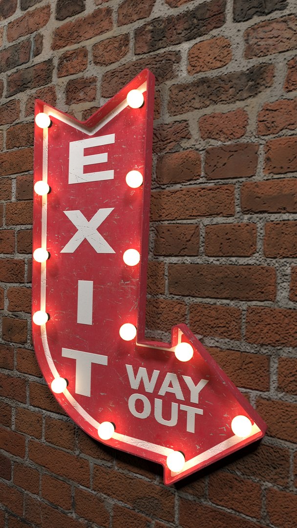3D Model Vintage Lighted Exit Sign - TurboSquid 1781596
