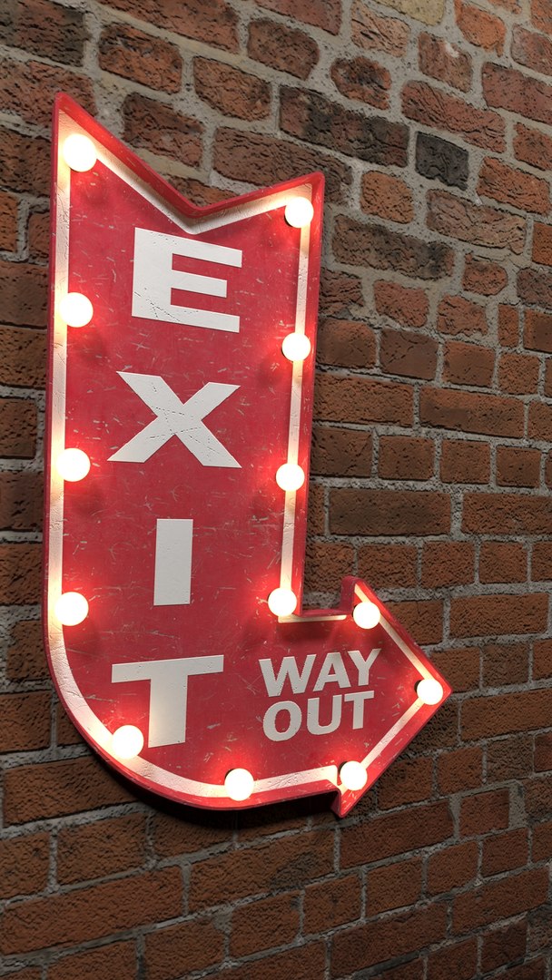 3D Model Vintage Lighted Exit Sign - TurboSquid 1781596