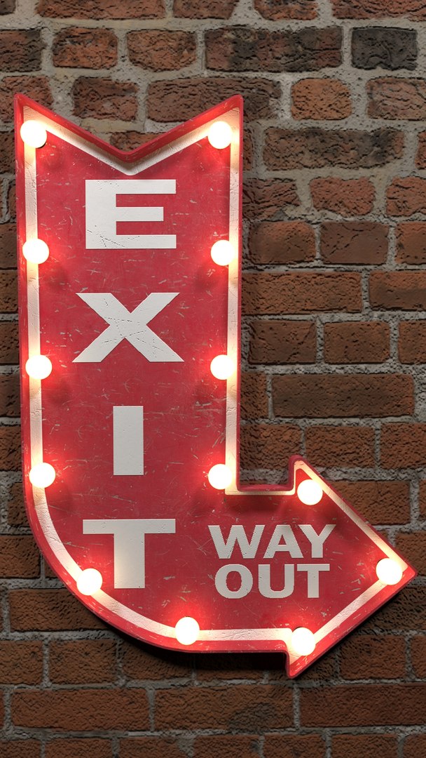3D Model Vintage Lighted Exit Sign - TurboSquid 1781596