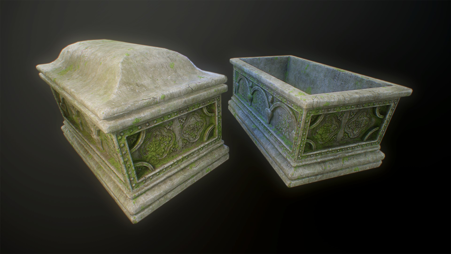 Old Mossy Stone Chest 3D - TurboSquid 1399160