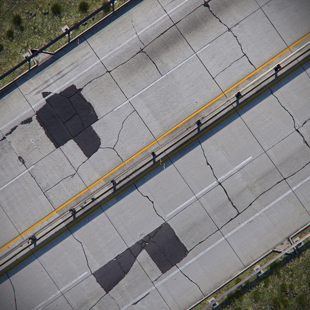 Cracked Asphalt Road 3d Model