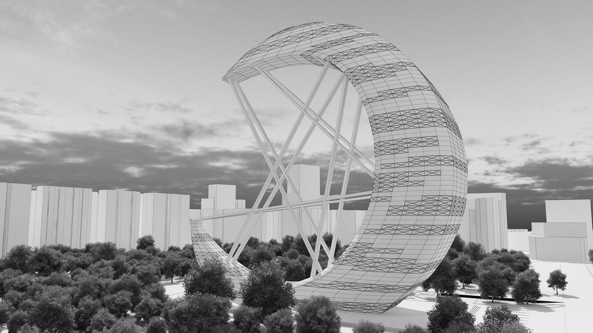 3D 0074 - Crescent Skyscraper Model - TurboSquid 2241495