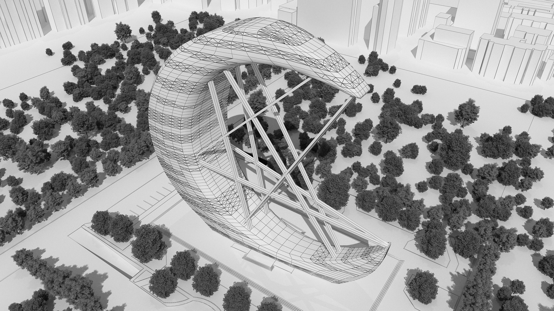 3D 0074 - Crescent Skyscraper Model - TurboSquid 2241495