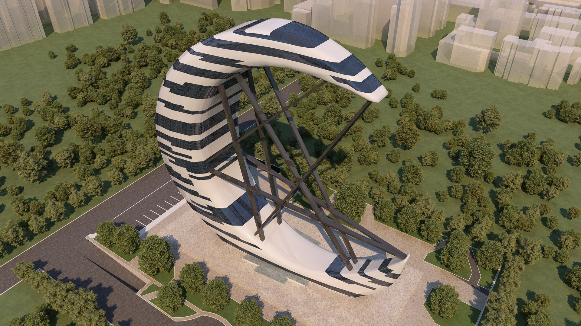 3D 0074 - Crescent Skyscraper Model - TurboSquid 2241495