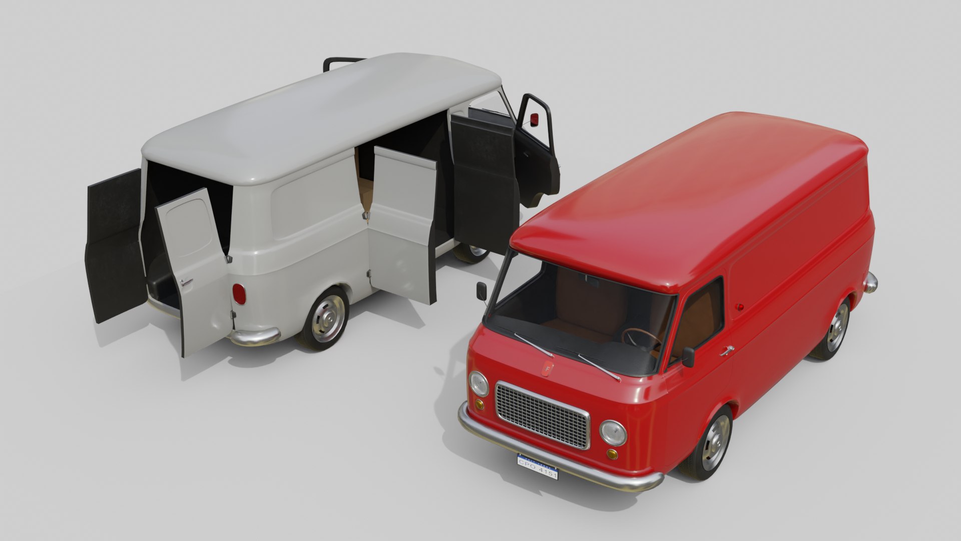 Realistic Vintage Cargo Van High-Detail Game-Ready Render Asset 3D ...