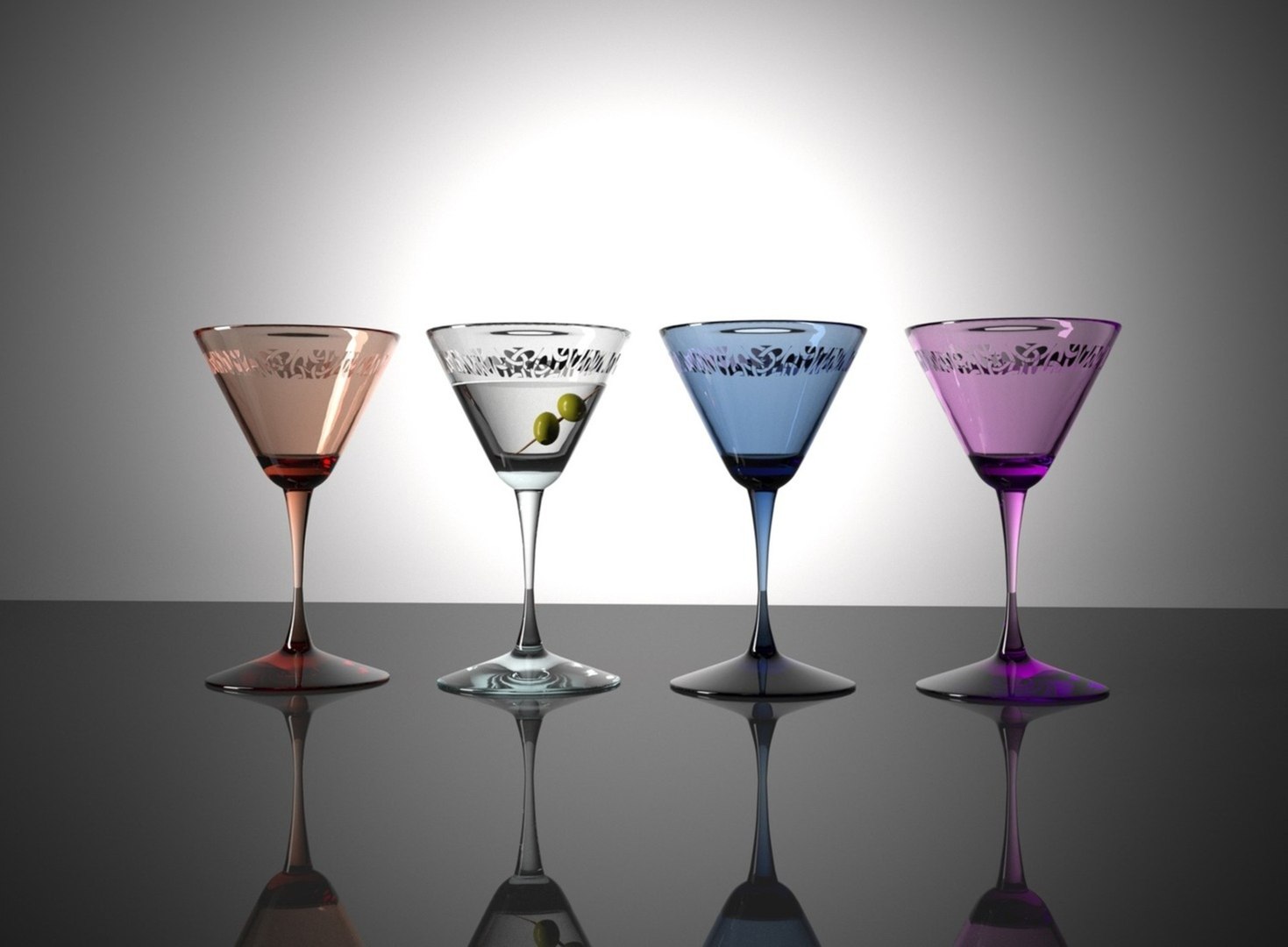 3D Multicolored Glass Goblets Model - TurboSquid 1807564