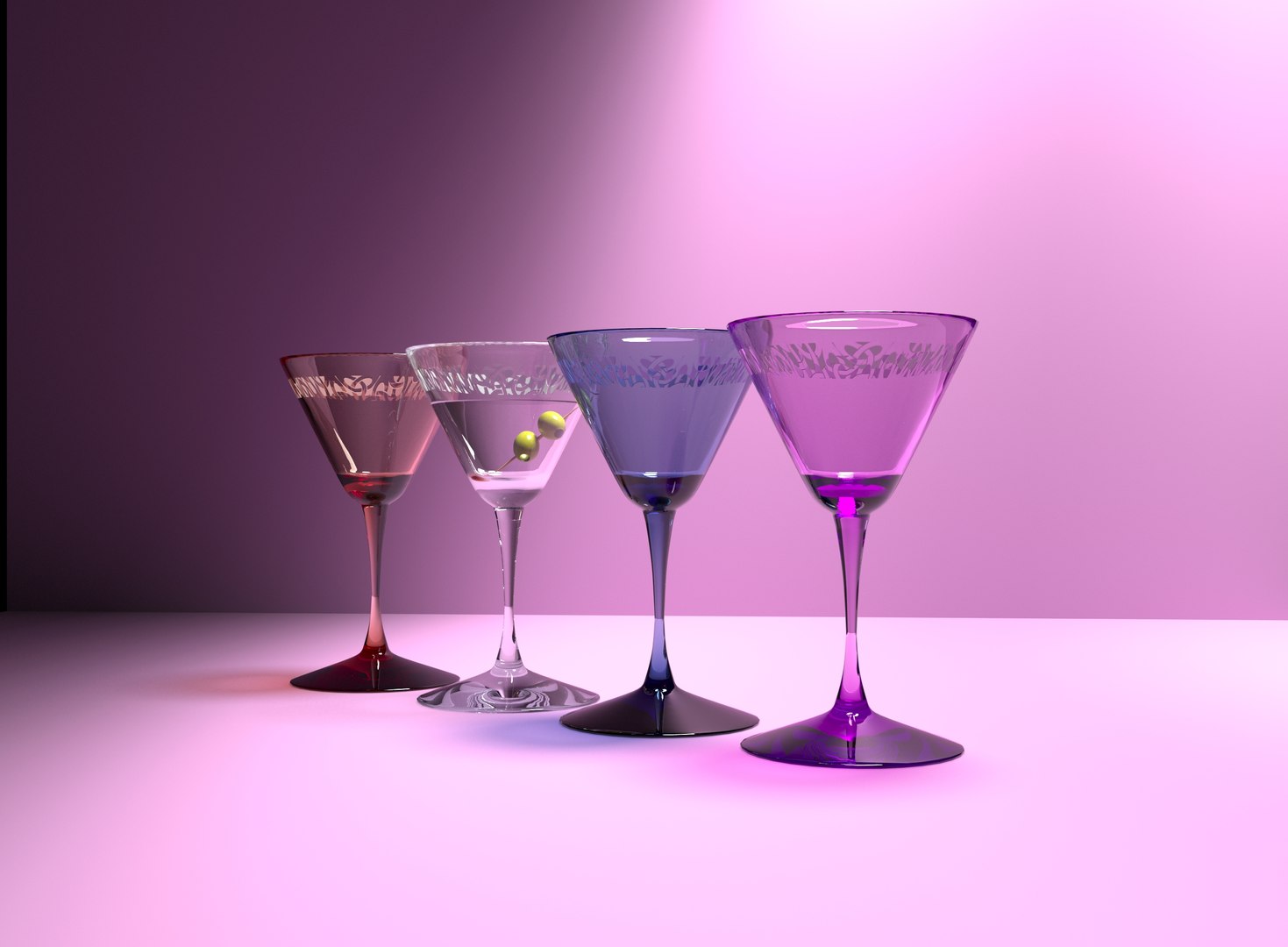 3D Multicolored Glass Goblets Model - TurboSquid 1807564