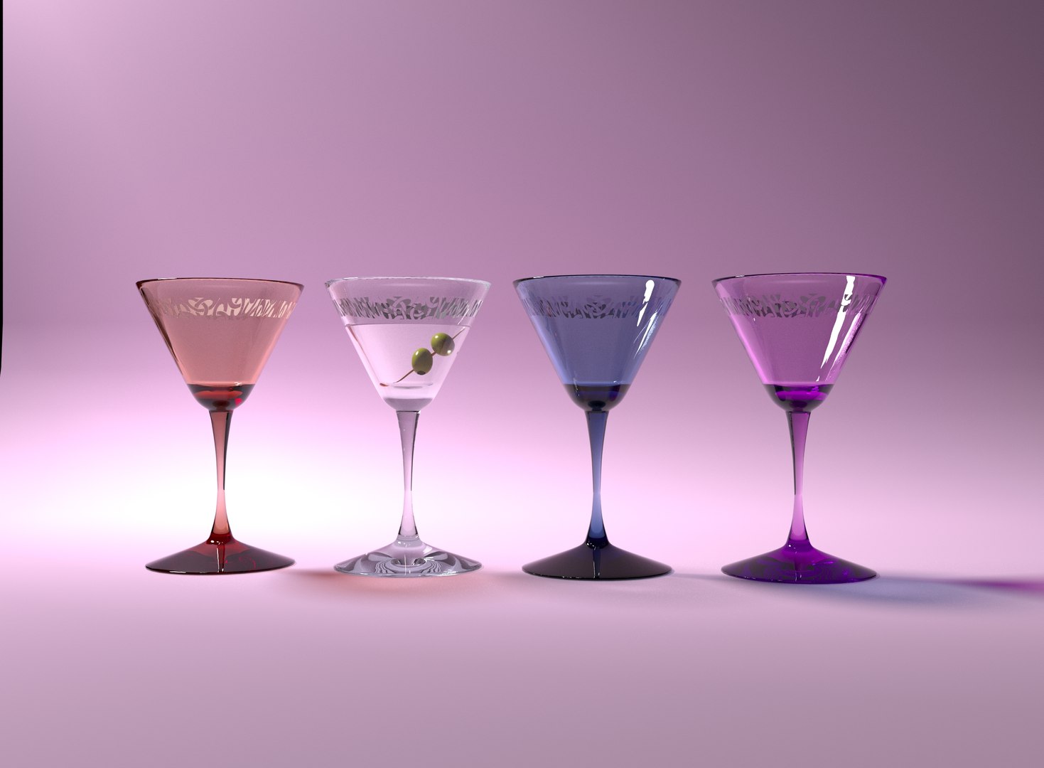3D Multicolored Glass Goblets Model - TurboSquid 1807564