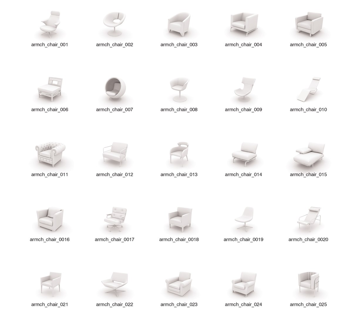 Arm Chair Collection 33 Items 3D Model - TurboSquid 2328009