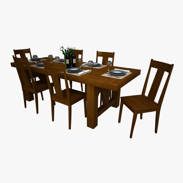 dining table set 3d model