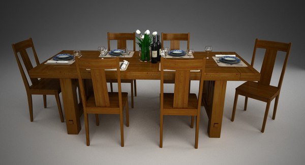dining table set 3d model