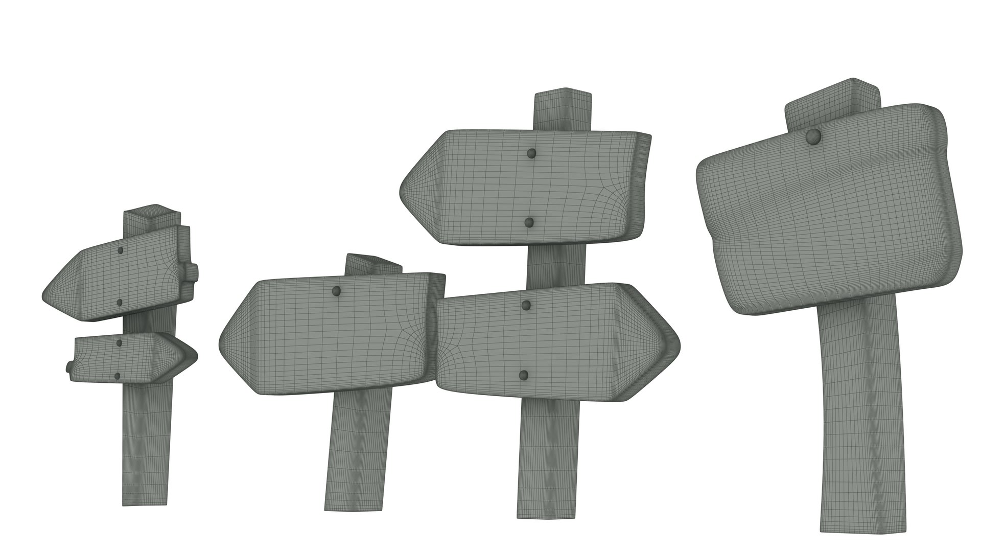 3D Cartoon Guidance Signboard 4 In 1 Model - TurboSquid 2217241