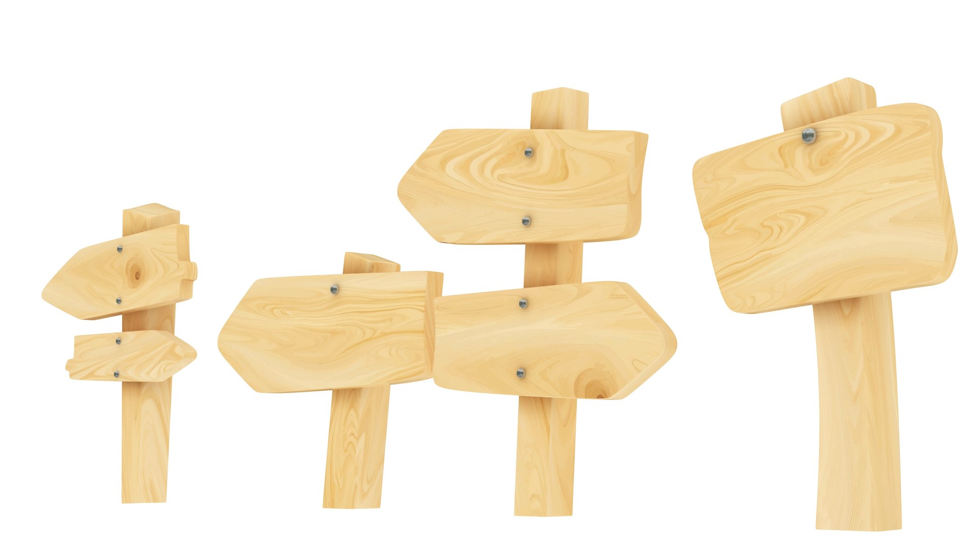 3D Cartoon Guidance Signboard 4 In 1 Model - TurboSquid 2217241