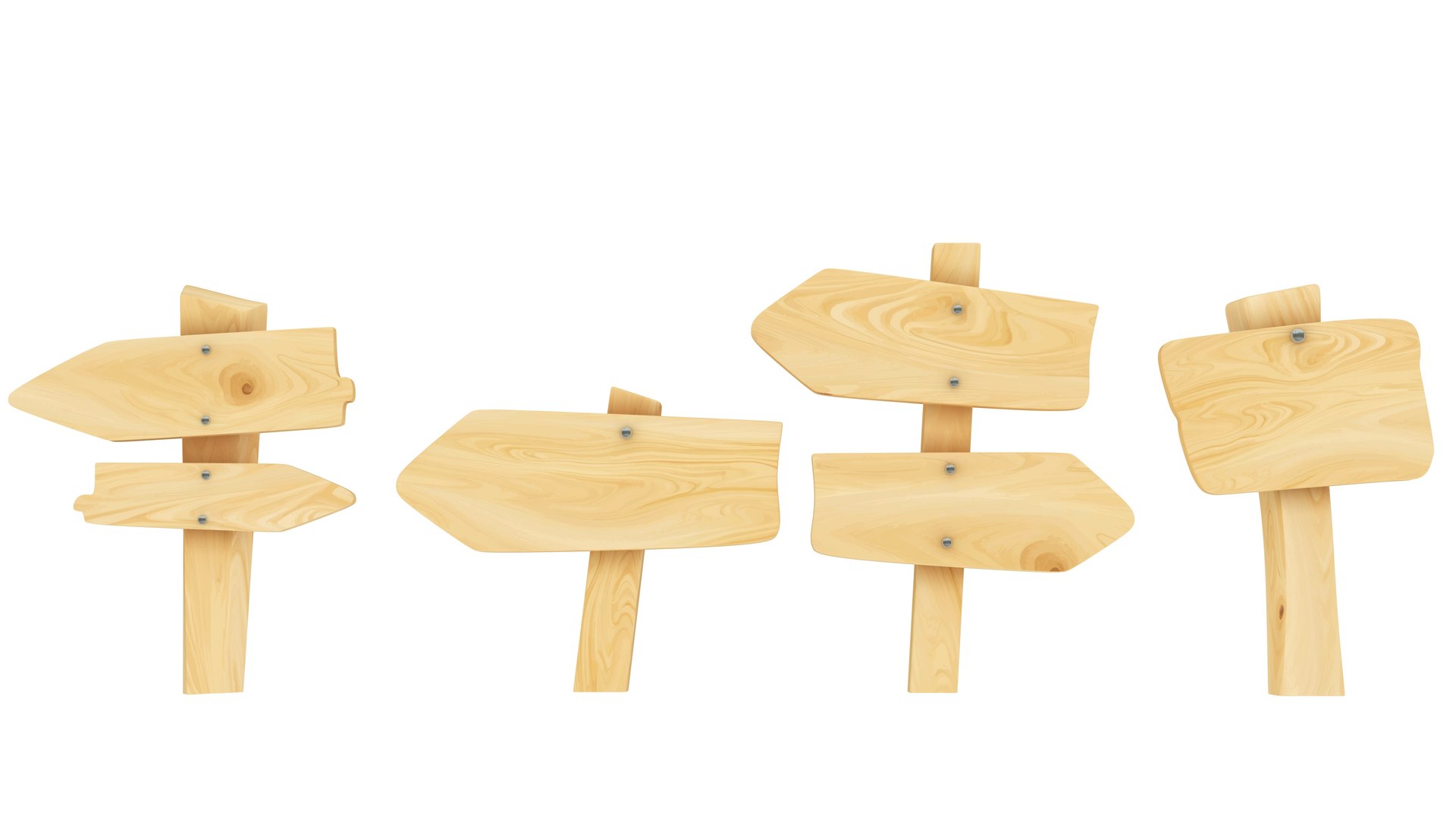3D Cartoon Guidance Signboard 4 In 1 Model - TurboSquid 2217241