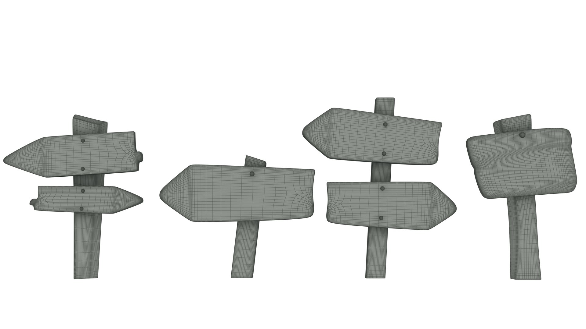 3D Cartoon Guidance Signboard 4 In 1 Model - TurboSquid 2217241