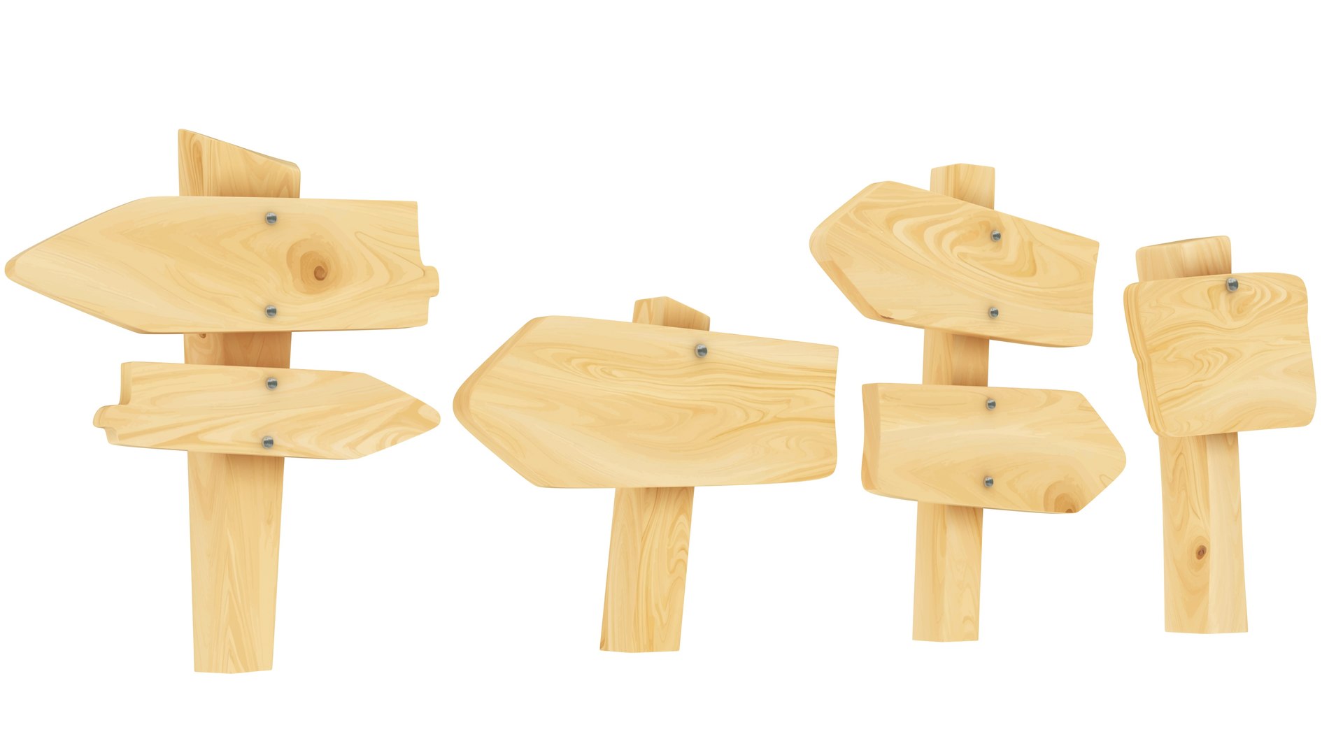 3D Cartoon Guidance Signboard 4 In 1 Model - TurboSquid 2217241