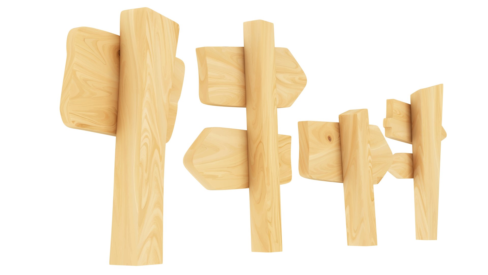 3D Cartoon Guidance Signboard 4 In 1 Model - TurboSquid 2217241