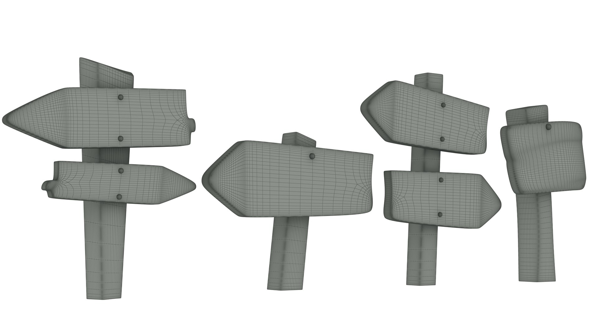 3D Cartoon Guidance Signboard 4 In 1 Model - TurboSquid 2217241