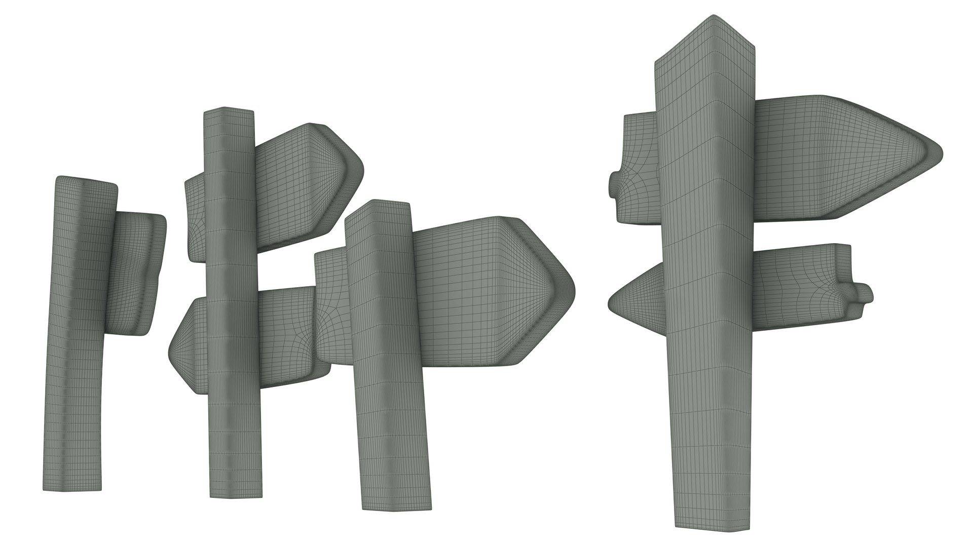 3D Cartoon Guidance Signboard 4 In 1 Model - TurboSquid 2217241