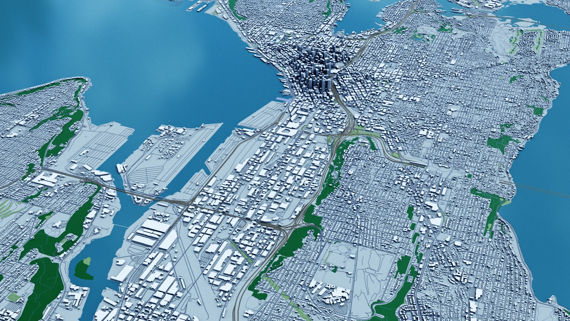3D Model Seattle Terrain City - TurboSquid 1444146