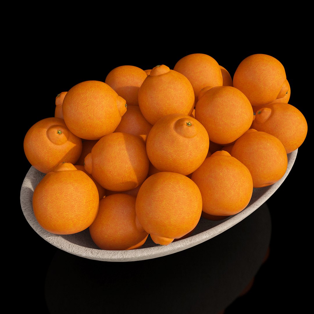 3D Tangerines In Stone Bowl Model - TurboSquid 2191420