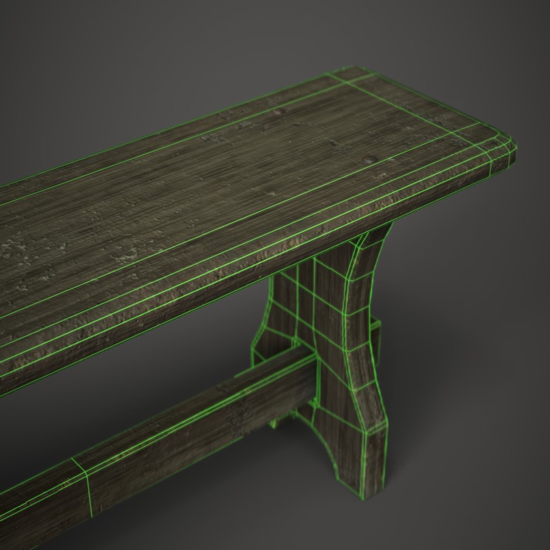 3D Old Wooden Bench Model - TurboSquid 1253413