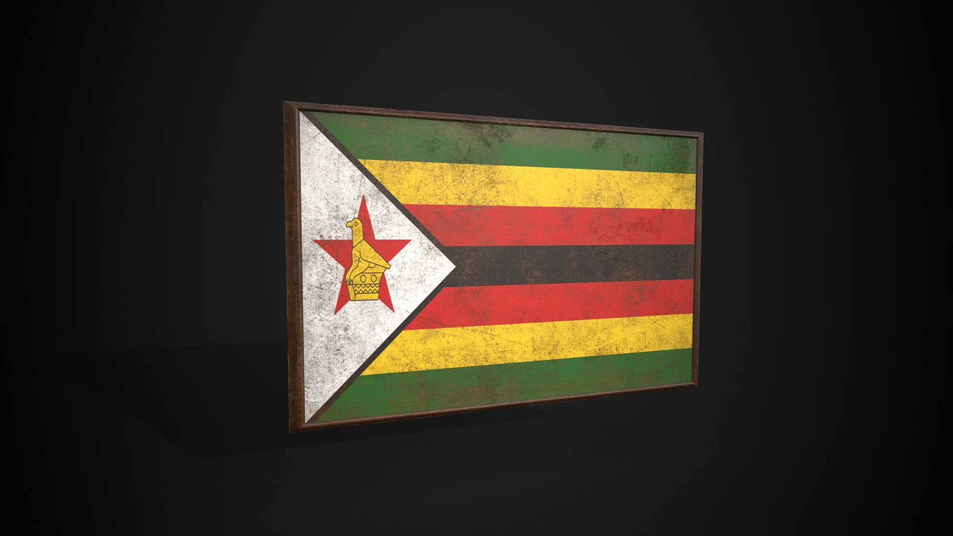 3D Model Old Picture Frame With Zimbabwe Flag - Game Ready PBR Low-poly ...