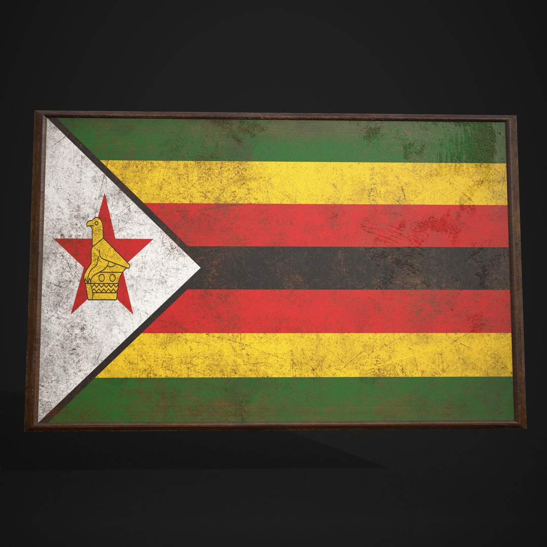 3D Model Old Picture Frame With Zimbabwe Flag - Game Ready PBR Low-poly ...