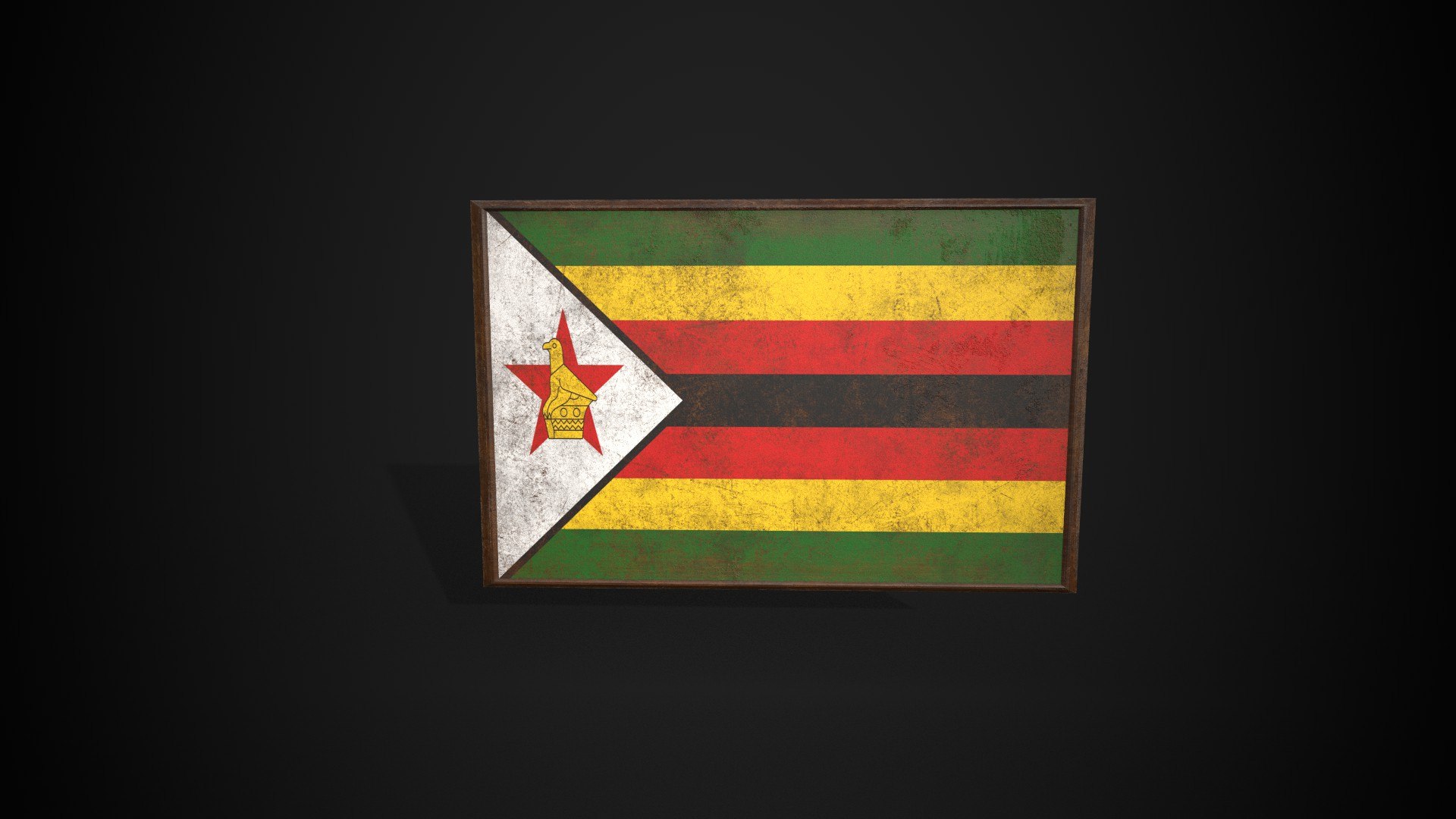 3D Model Old Picture Frame With Zimbabwe Flag - Game Ready PBR Low-poly ...