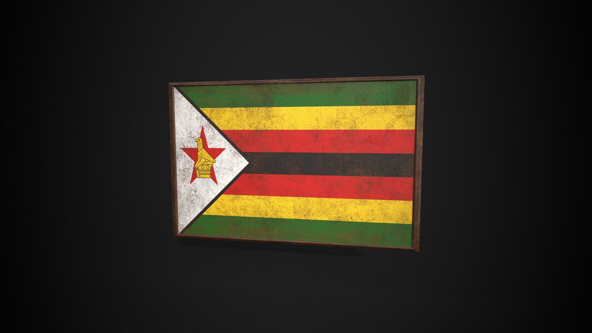 3D Model Old Picture Frame With Zimbabwe Flag - Game Ready PBR Low-poly ...