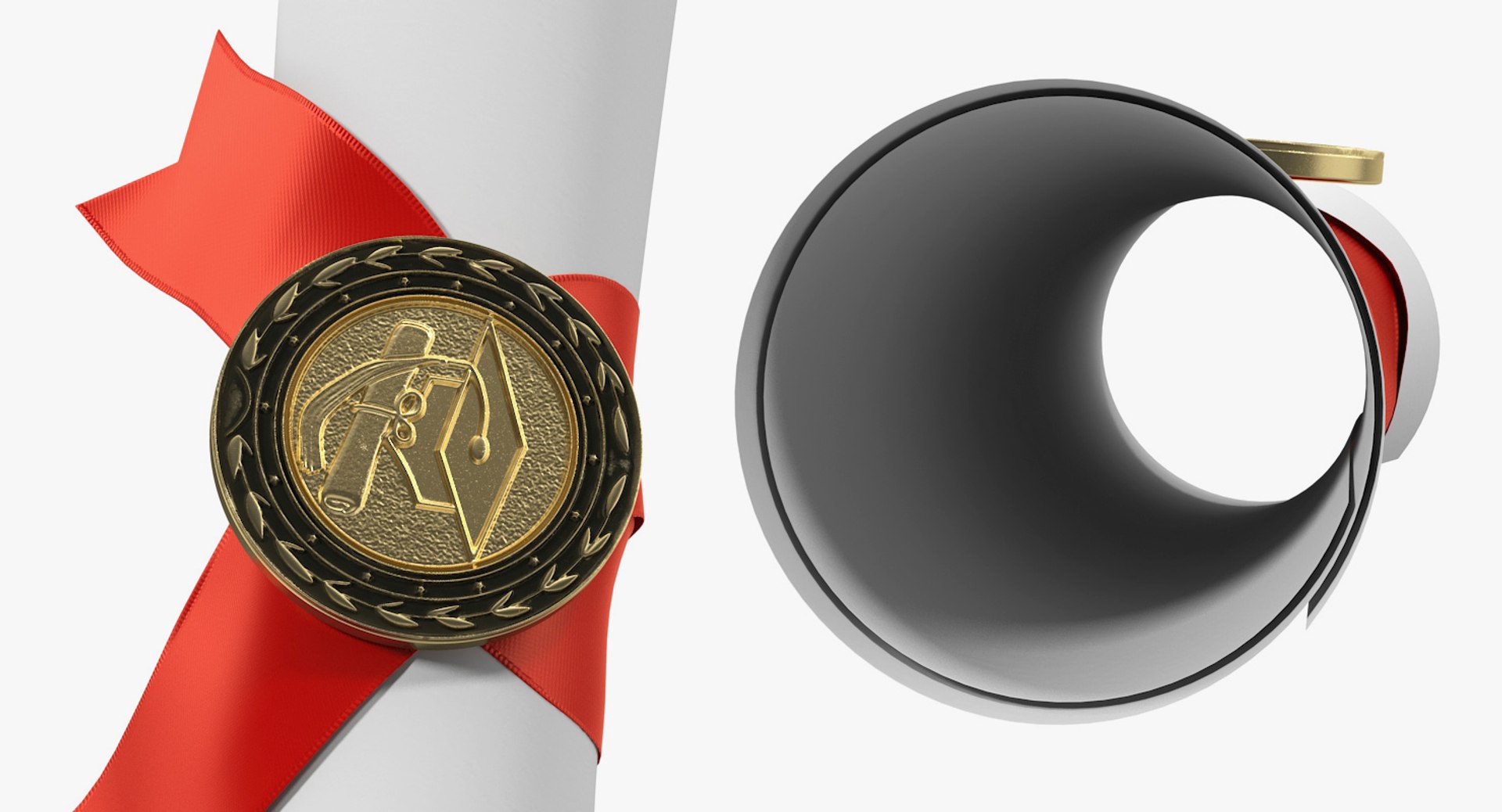 3D Model Degree Scroll Red Ribbon - TurboSquid 1342297