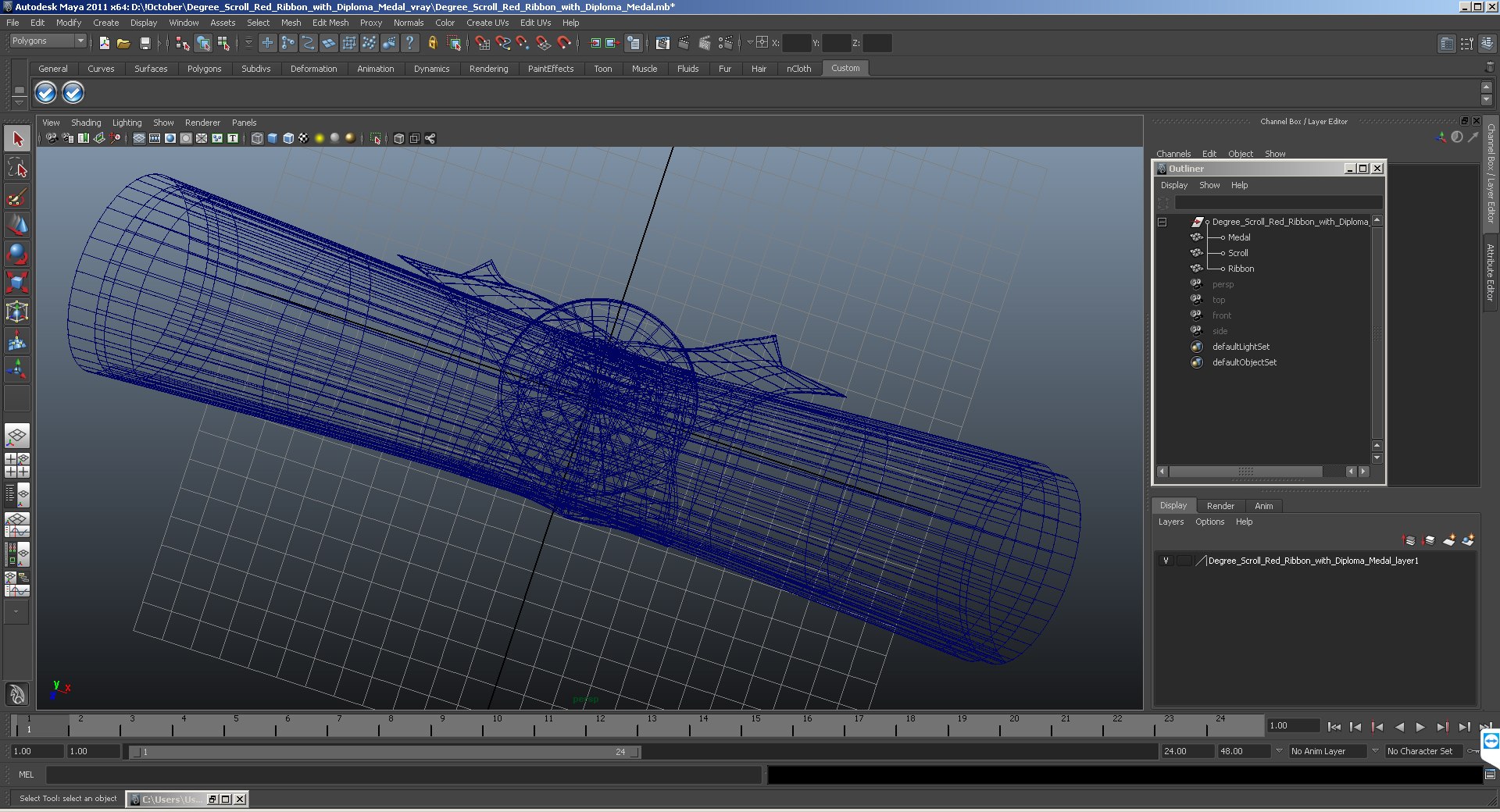 3D Model Degree Scroll Red Ribbon - TurboSquid 1342297