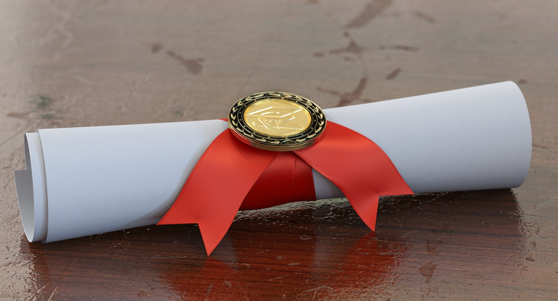 3D Model Degree Scroll Red Ribbon - TurboSquid 1342297
