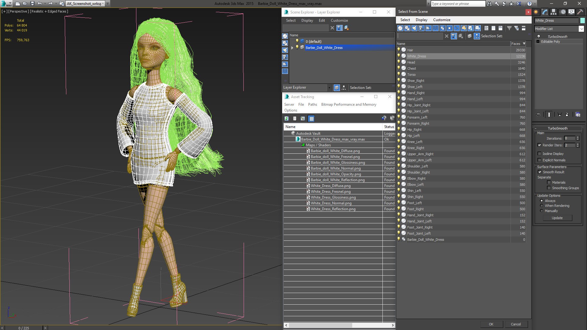 3D Barbie Doll White Dress - TurboSquid 1988183