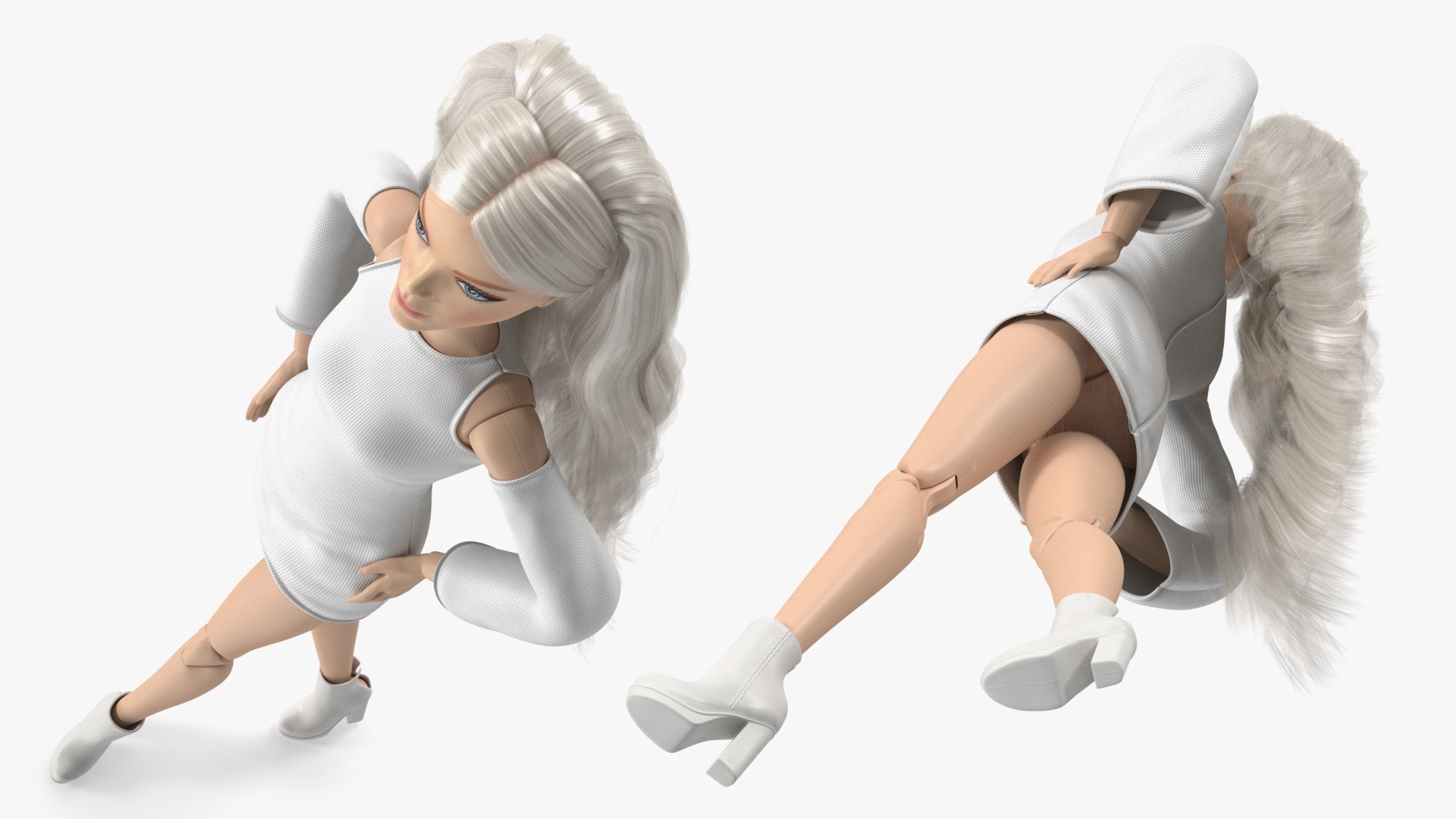 3d Barbie Doll White Dress Turbosquid 1988183
