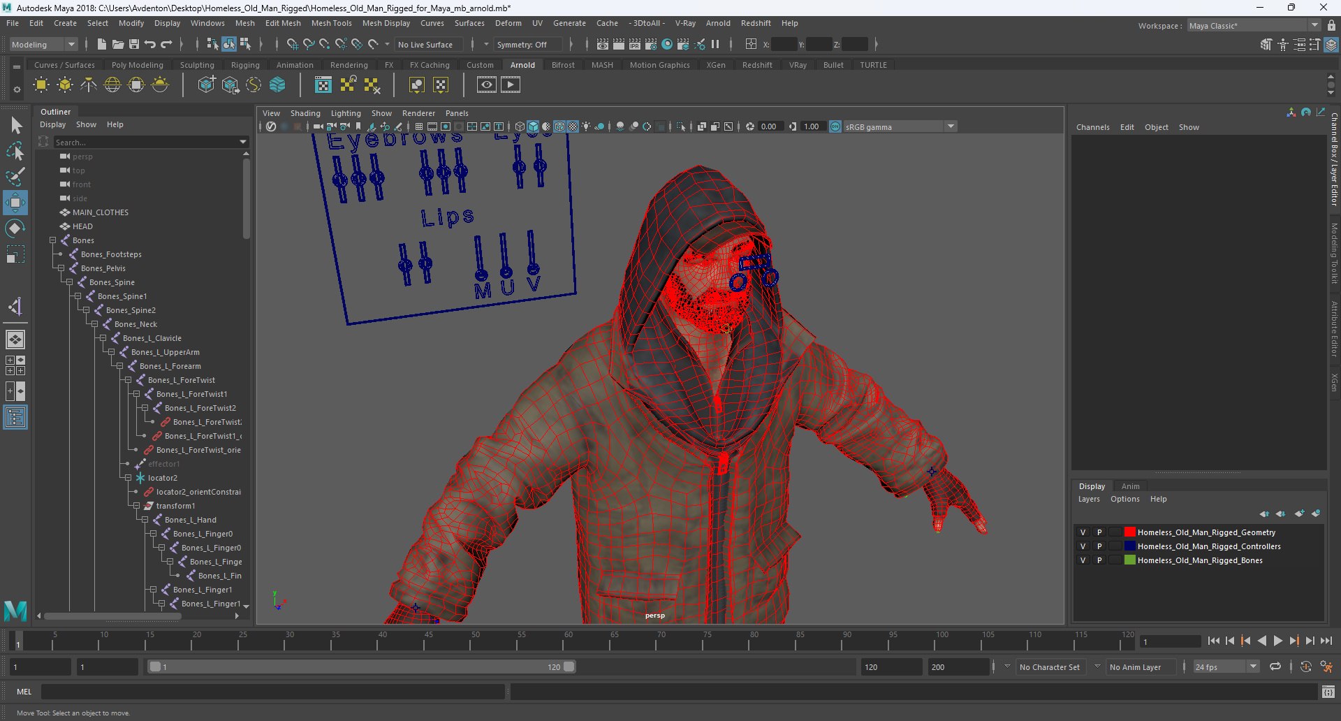 3D Model Homeless Old Man Rigged For Maya - TurboSquid 2302651